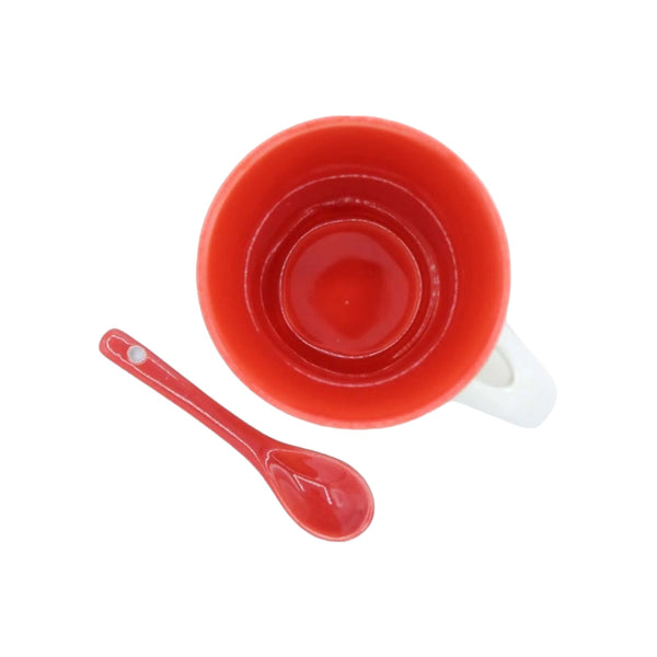 Ceramic Mug With Spoon - h 7 x l 9 cm approx. Embellished With Trinacr ...