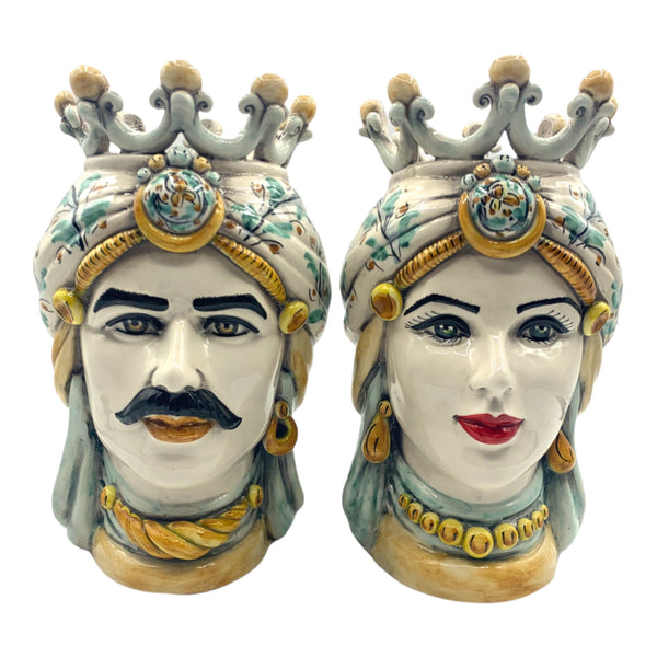 Couple Teste Di Moro From Caltagirone Moor’s Heads With Crown - Height ...