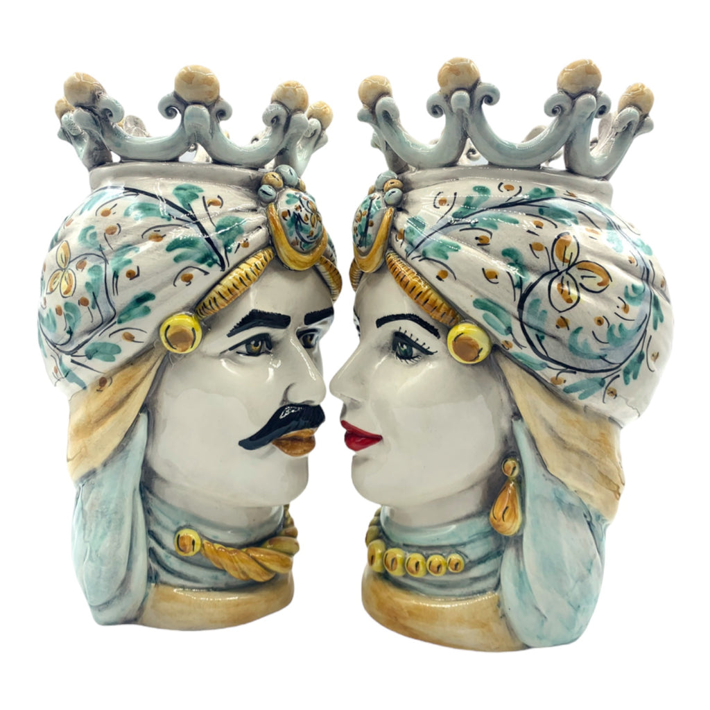 Couple Teste Di Moro From Caltagirone Moor’s Heads With Crown - Height ...
