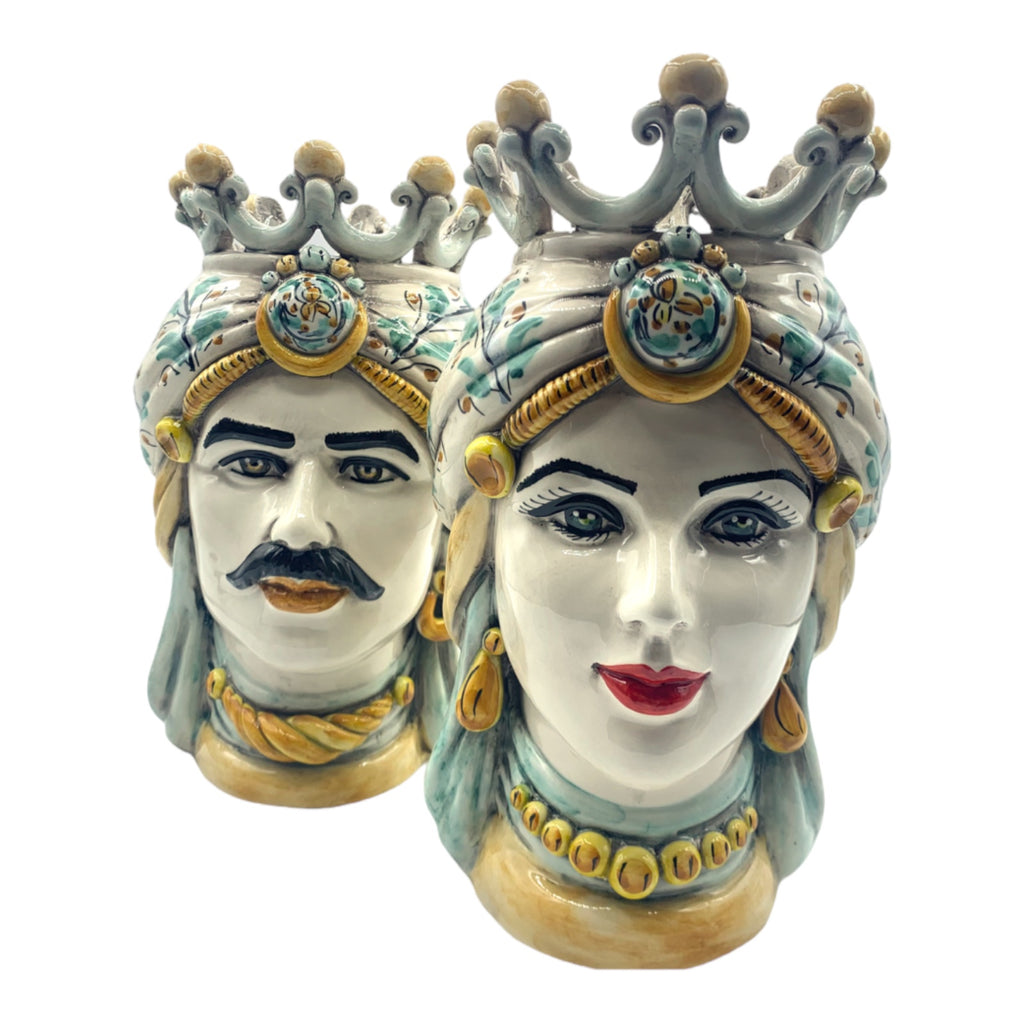 Couple Teste Di Moro From Caltagirone Moor’s Heads With Crown - Height ...